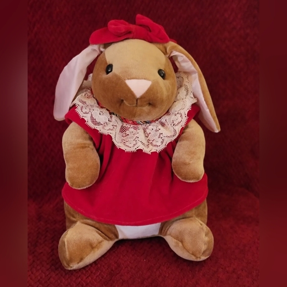 Common Wealth | Toys | Vnt 985 Commonwealth Velveteen Bunny Rabbit Plush Red Dress Bow 14toys R ...